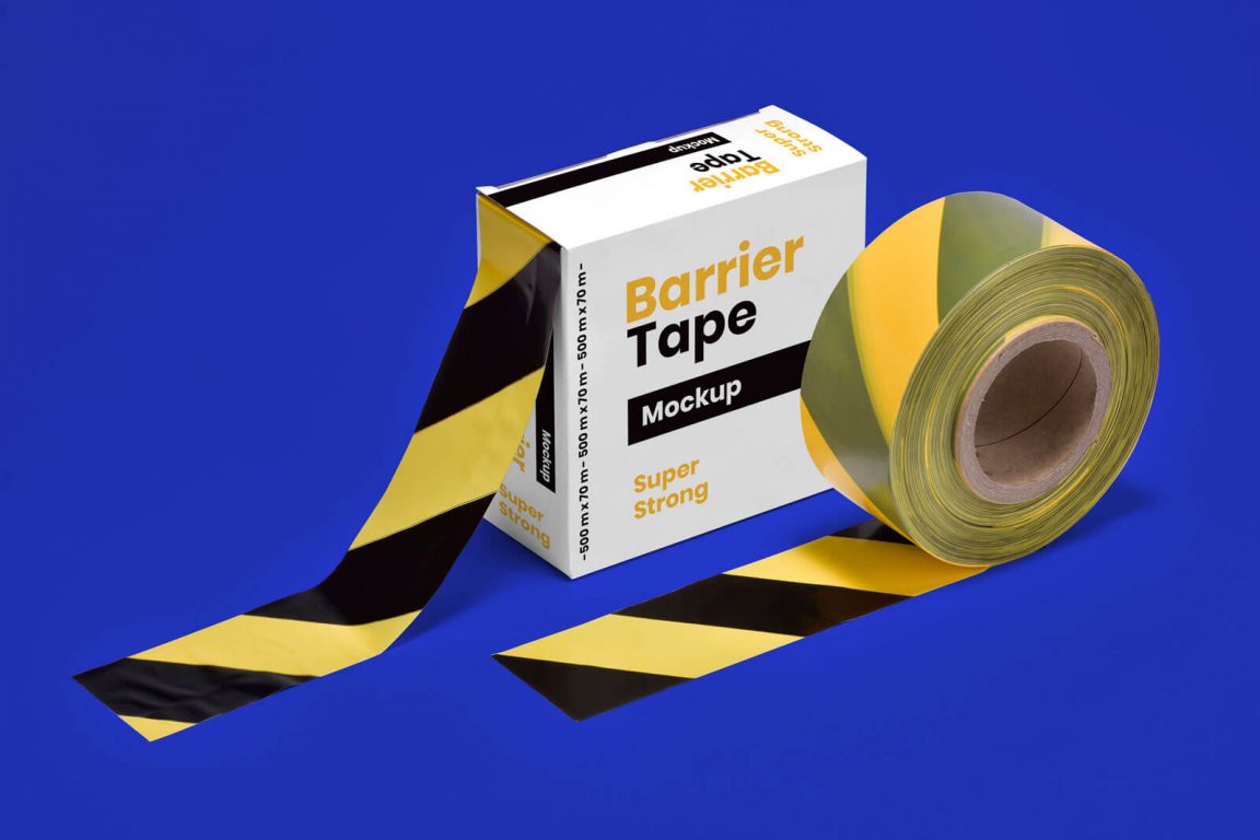 Free Barrier Tape Package Box Mockup - Free PacageMockup