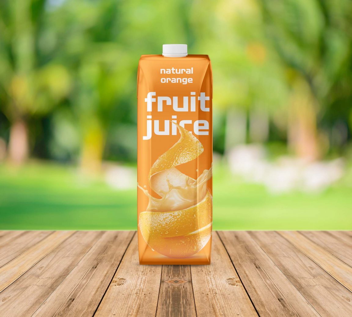 Free Fruit Juice Carton Bottle Mockup - Free Package Mockup