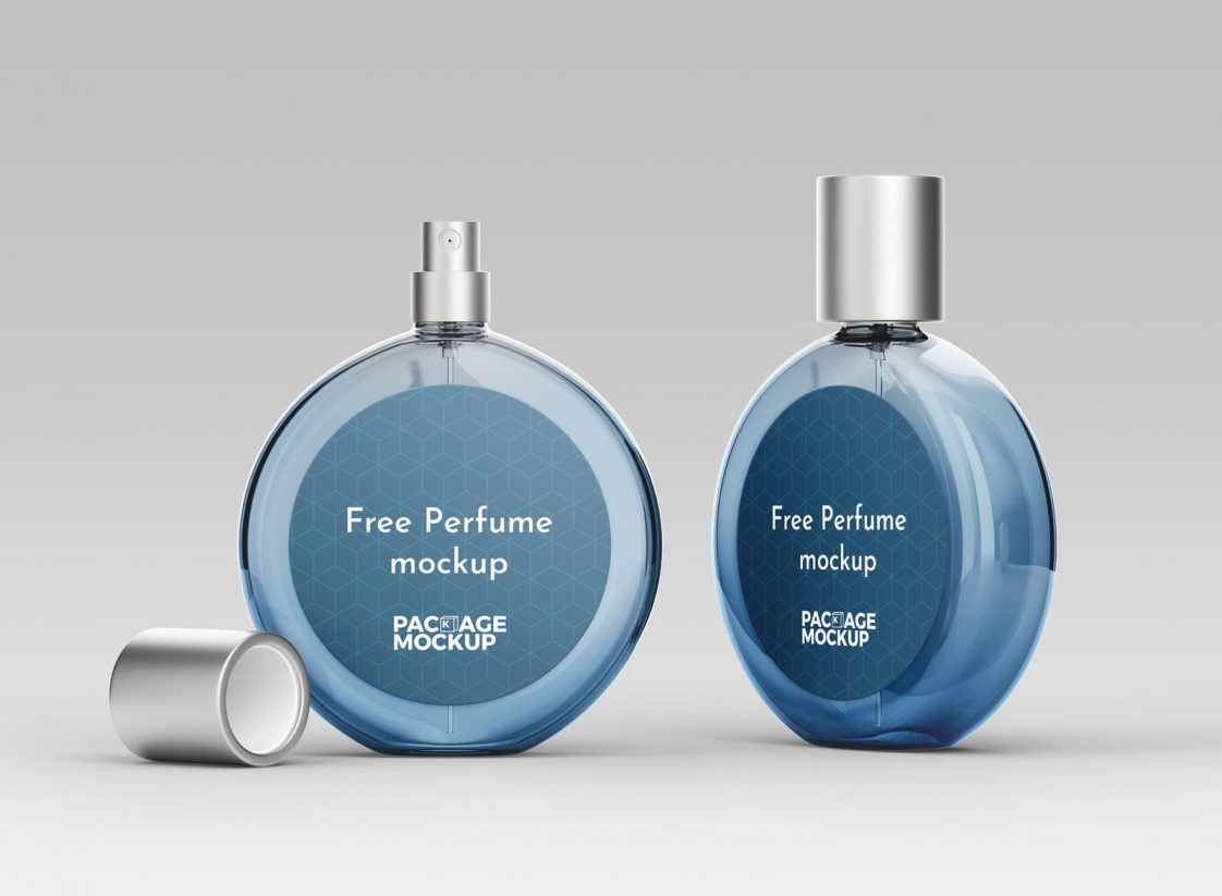 Free Classy Round Perfume Bottle Mockup Set - Free Packaging Mockup