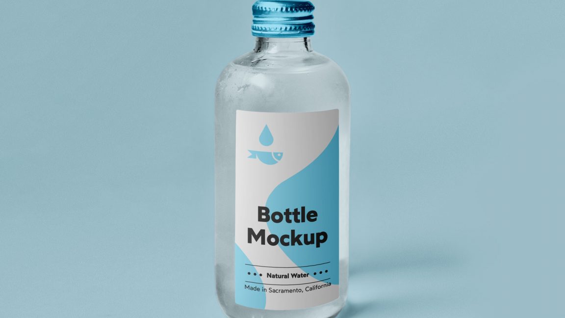 Free Clear Water Cosmo Round Glass Bottle Mockup - Free Package Mockups