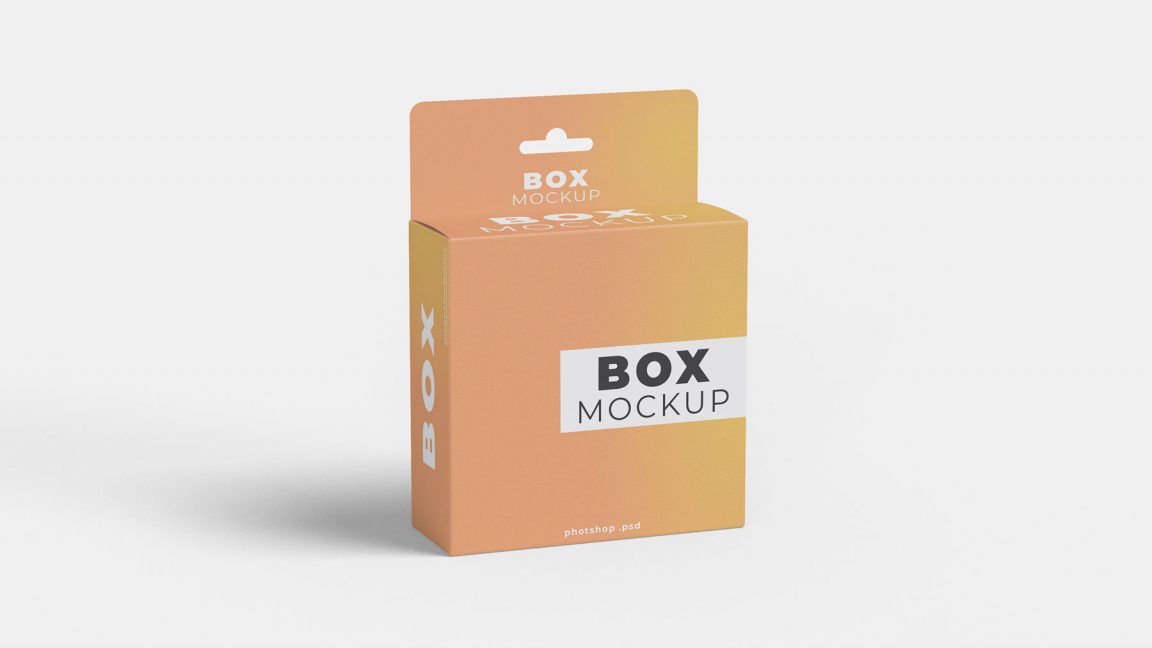 Free Slim Hanging Packaging Box Mockup - Free Package Mockups