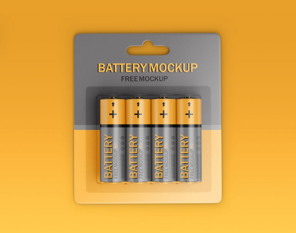 Free AA Battery Packaging Mockup set - PacageMockup