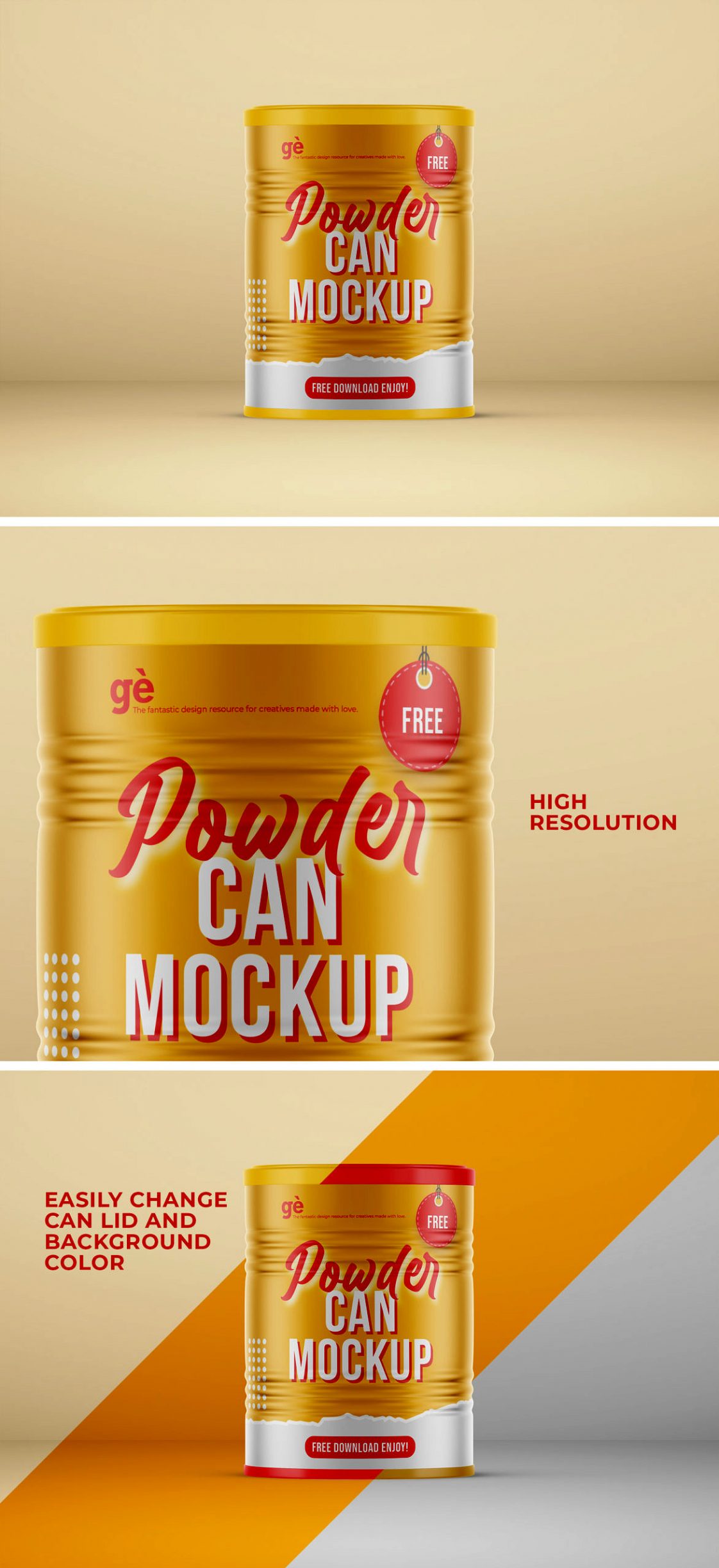 Free Powder Tin Can Mockup - Free Package Mockup