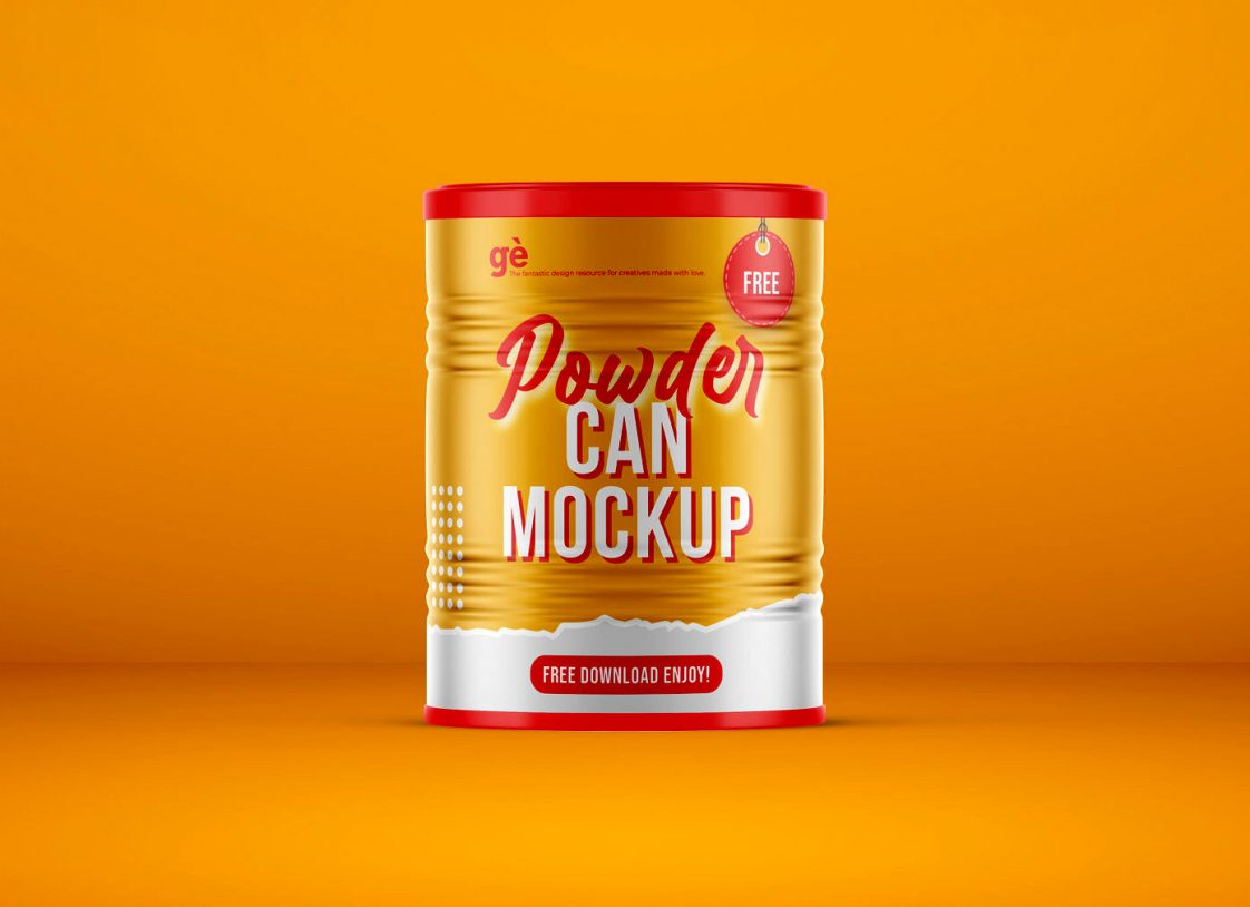 Free Powder Tin Can Mockup - Free PacageMockup