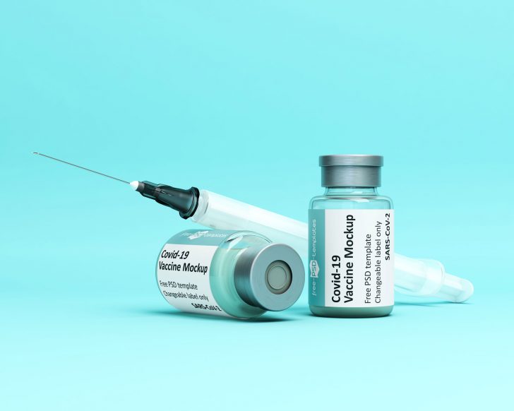 Free Covid Vaccine Vial Injection Mockups Branding Set - Package Mockup
