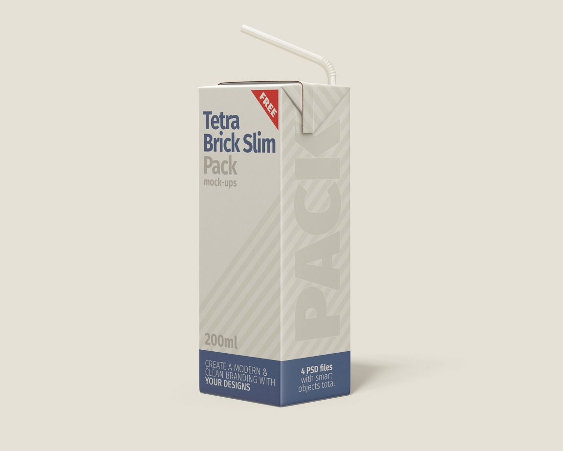 Free Tetra Brick 200 ml Mockup Set - Free Package Mockup