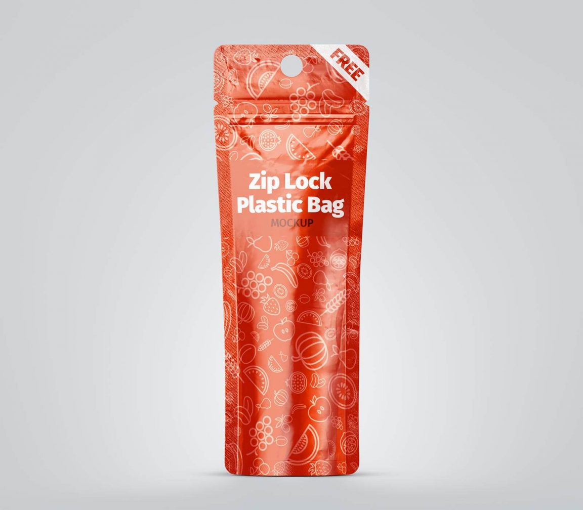 Free Ziplock Plastic Standing Pouch Mockup - Free PacageMockup