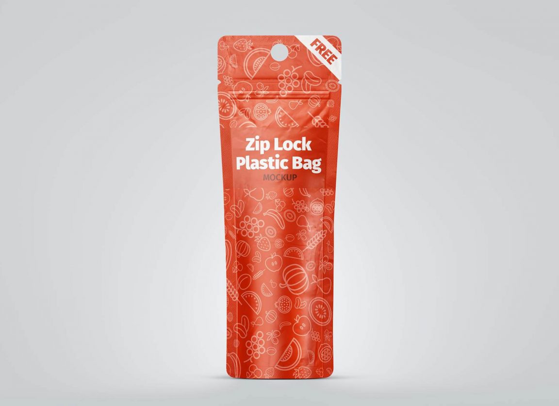 Free Ziplock Plastic Standing Pouch Mockup - Free Packaging Mockup
