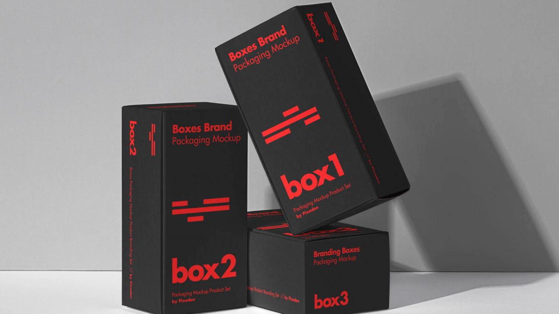 4 Different size Magnetic Boxes Packaging Mockup - Free Package Mockups