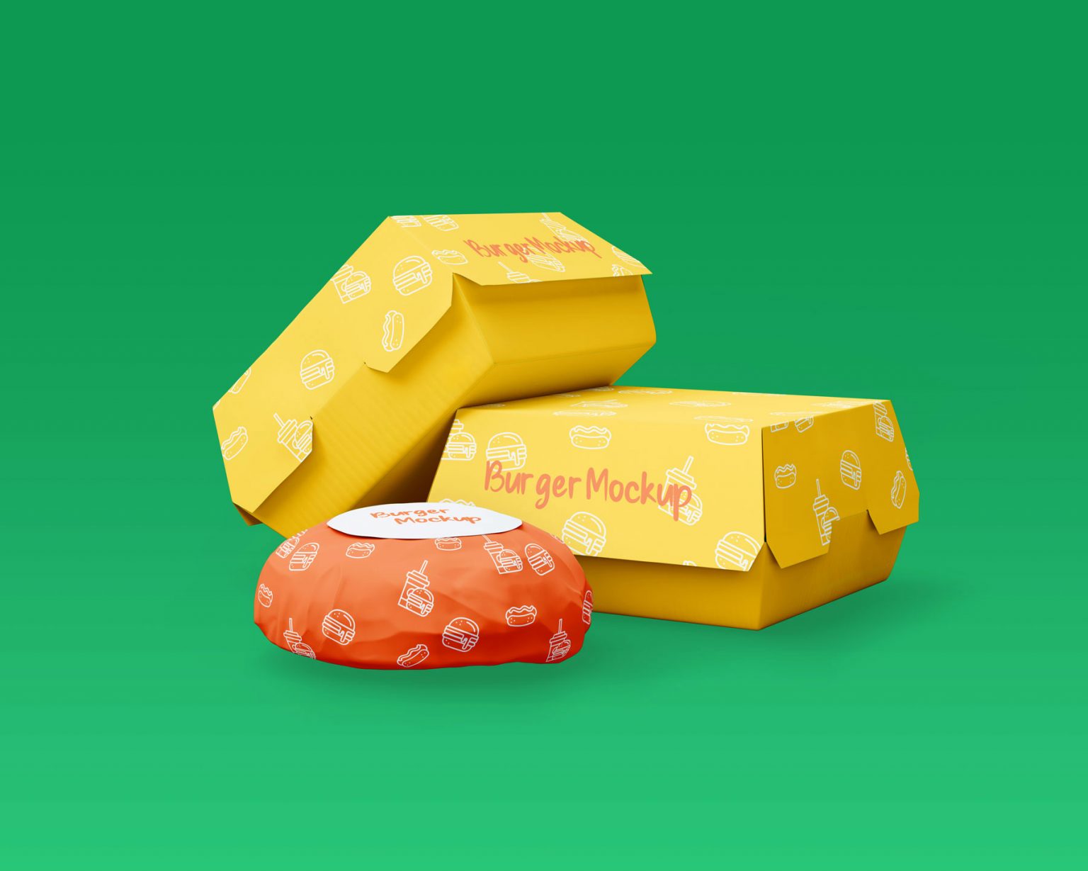 Takeaway Burger Food Packaging Mockup set - Free Package Mockup