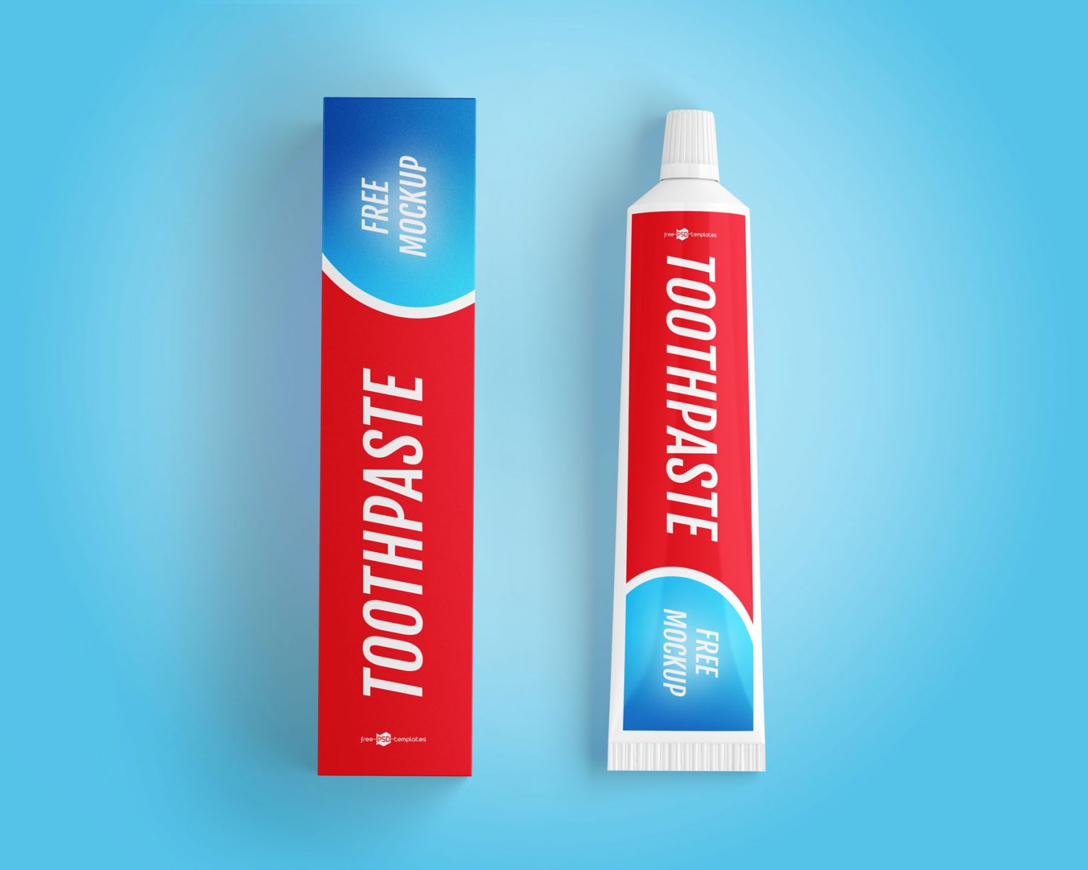 Free Toothpaste Packaging Box Mockup, Tube Mockup set - Package Mockup