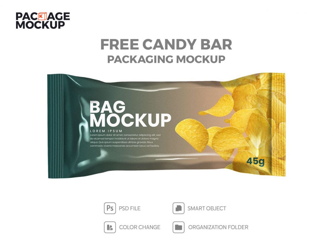 Chocolate Candy Bar Packaging Cover Mockup - Free Package Mockup