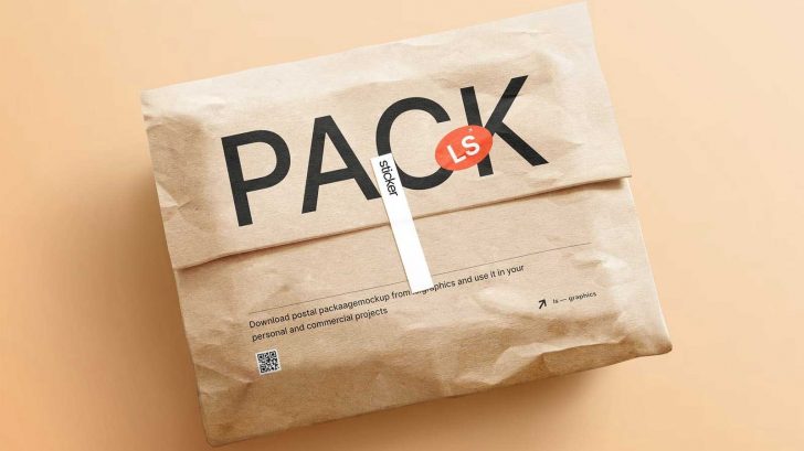 4 Kraft Paper Mailing Bag Mockups set - Free Package Mockups