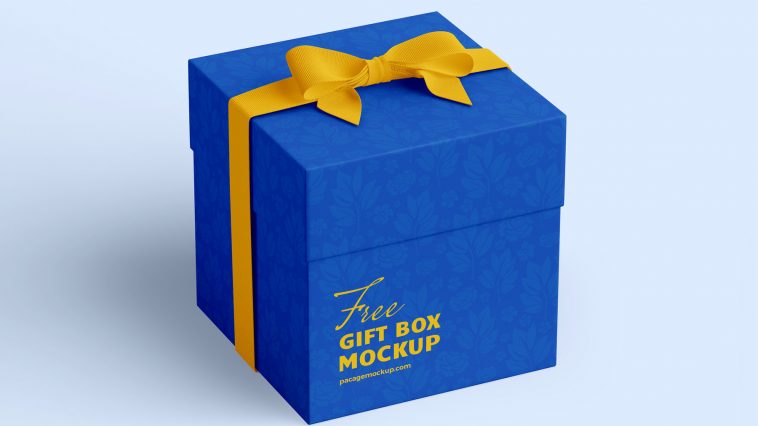 Free Square Open Gift Box Mockup - Free Package Mockups