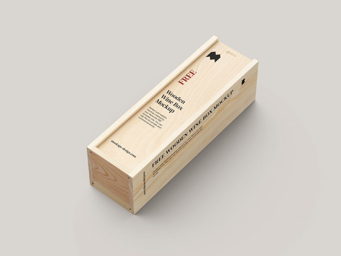 Free Wooden Wine Box Mockup set - Package Mockup