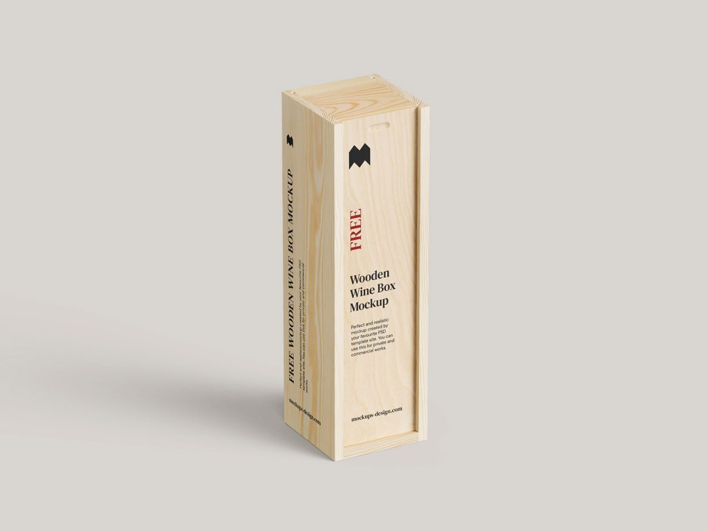 Free Wooden Wine Box Mockup set - Package Mockup