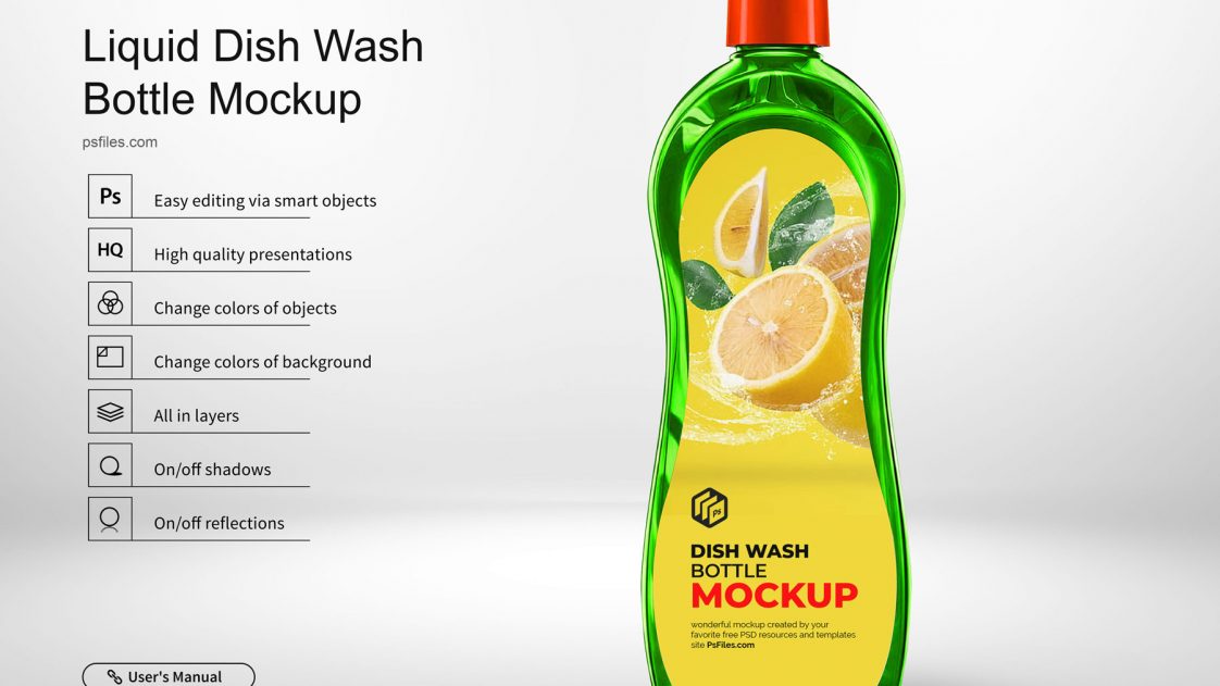 Detergent Washing Liquid Bottle Mockup PSD for Free - Package Mockups
