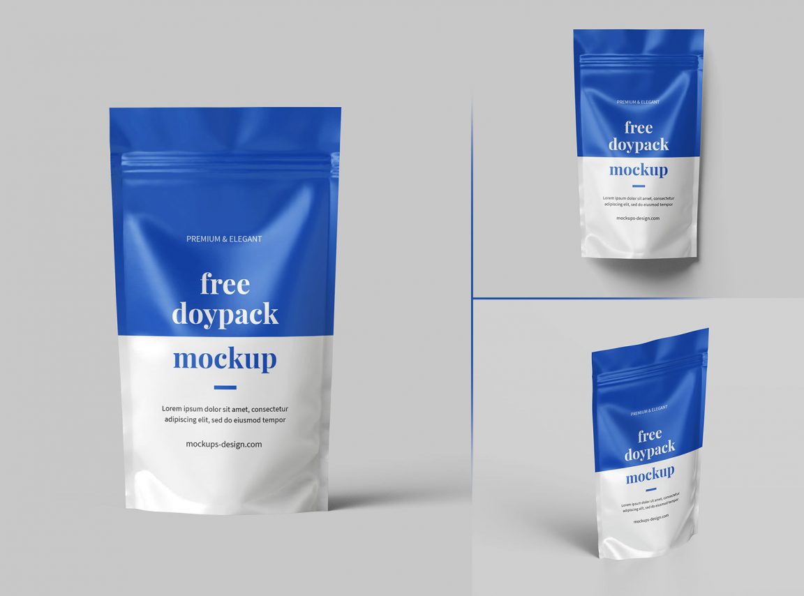 Free Doypack Standing Pouch Mockup set - Free Package Mockup