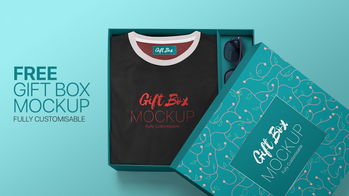 Free T-Shirt + Tag + Packaging Box Mockup - Free Package Mockups
