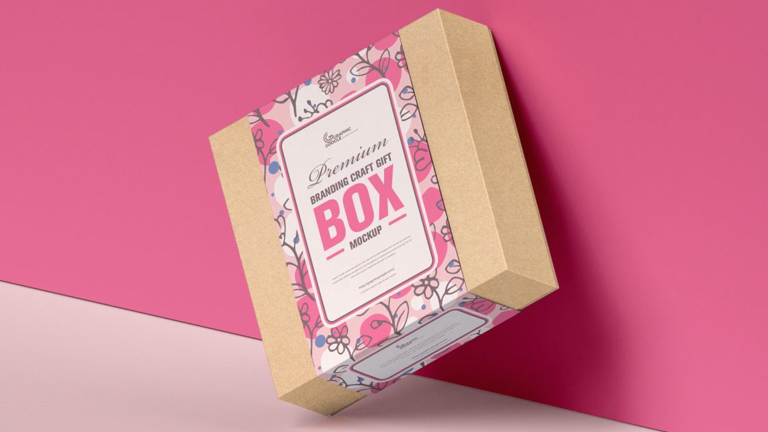 Free Craft Paper Gift Box Mockup - Free Package Mockups