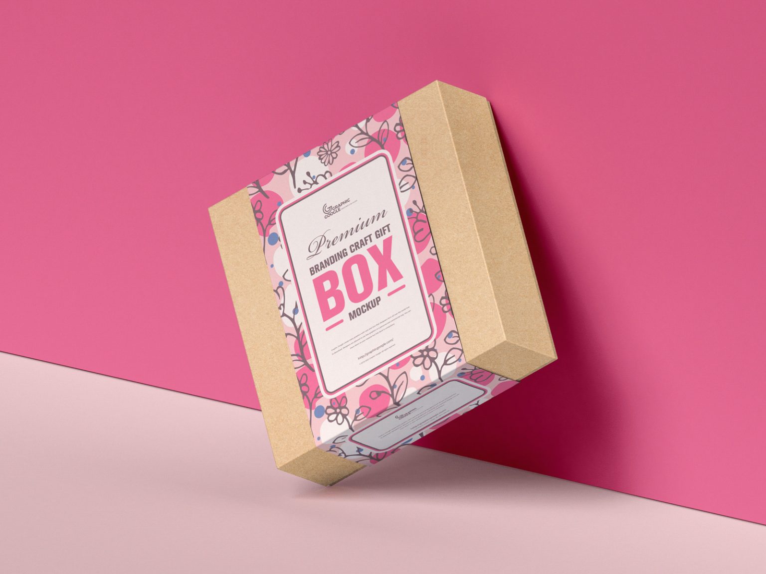 Free Premium look Craft Gift Box Mockup - Free Package Mockup
