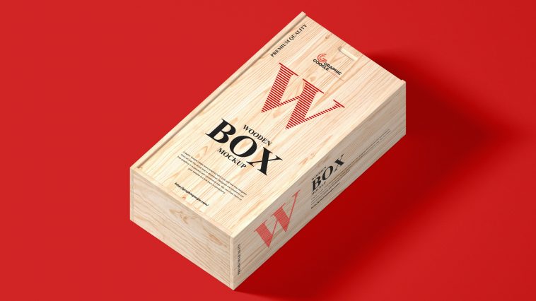 Free Wooden Wine Box Mockup set - Package Mockups