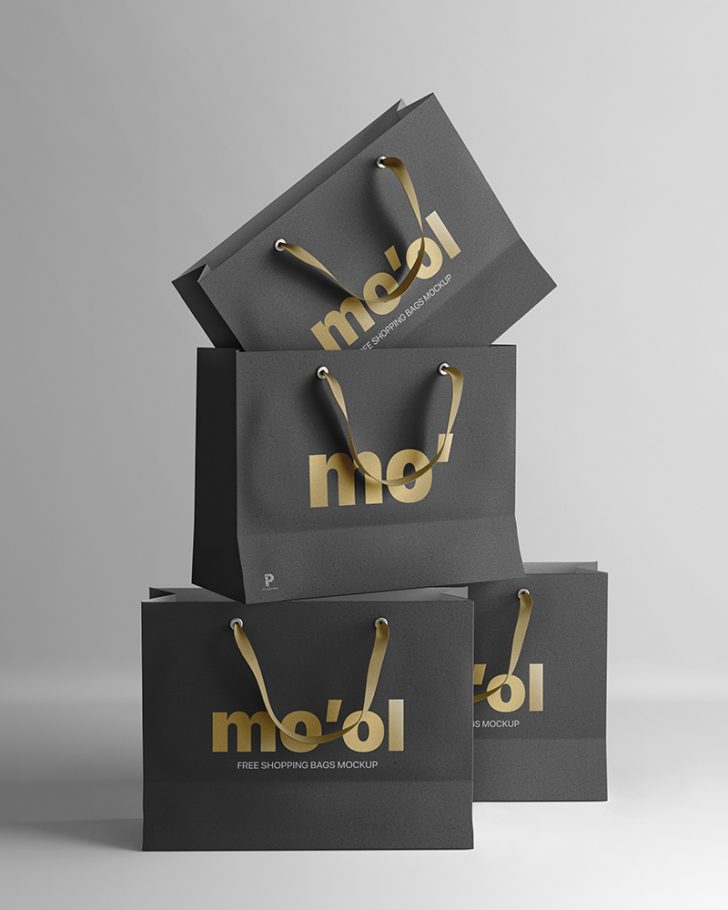 Free Free Shopping Bags Mockup Scene - Free Packaging Mockup PSD