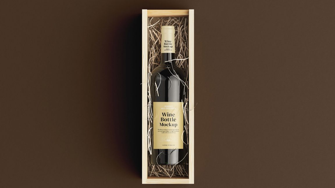 Free Wooden Wine Box Mockup set - Package Mockups