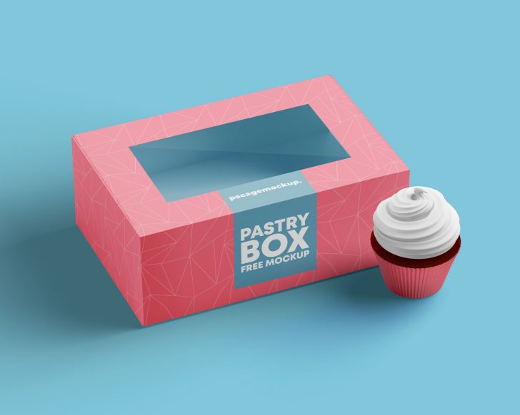 Free Cup Cakes Pastry Packaging Box Mockup set - Free Package Mockup