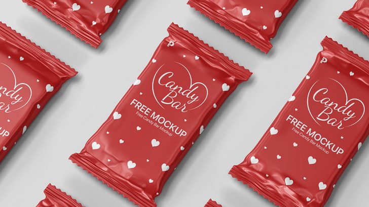 Choco Candy Bar Packaging Cover Mockup 4 PSD Set - Free Package Mockups