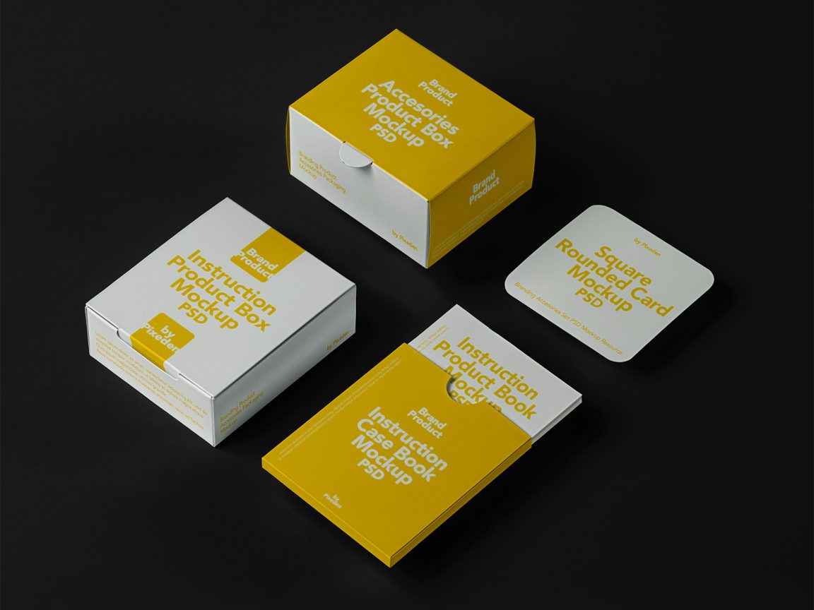Rectangular Box Packaging Mockup Set - Package Mockup
