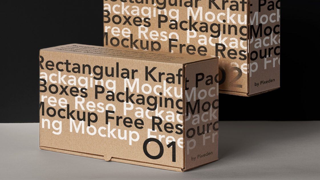 Free Brown Corrugated Mailer Box Label Mockup - Package Mockups