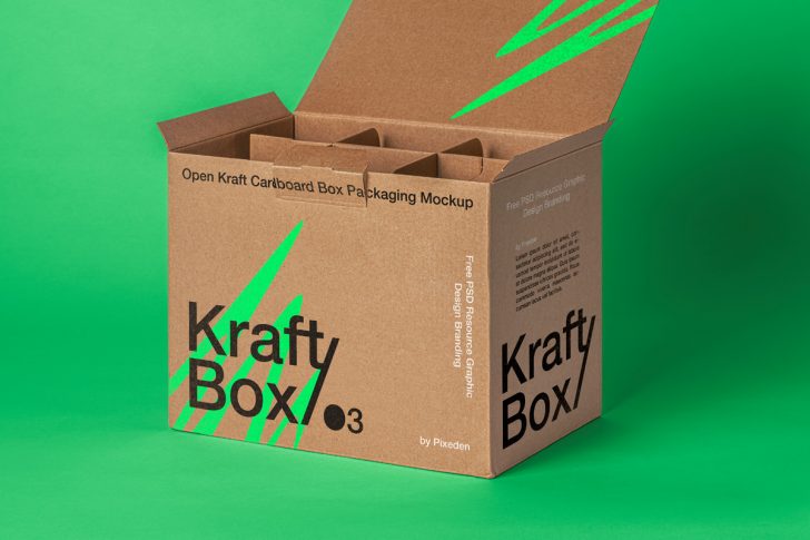 Free Cardboard Carton Box Mockup with Dividers - Free Package Mockup