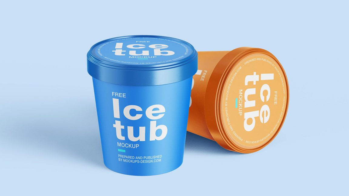 Free Ice Cream Plastic Container Mockup - Free Package Mockups