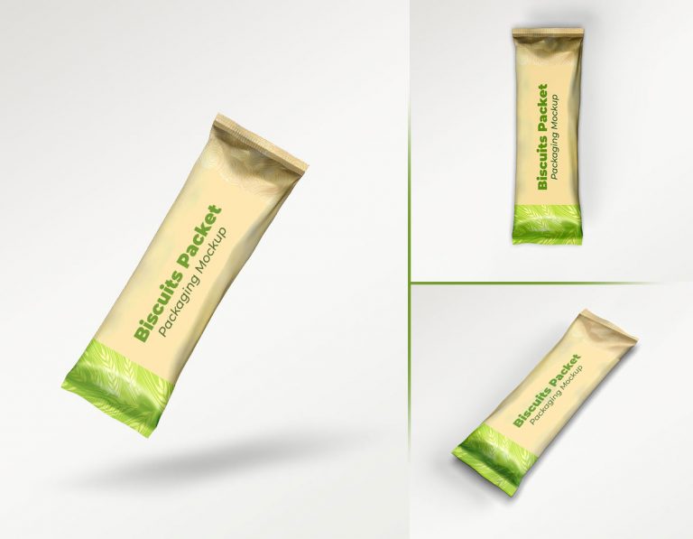 Free Biscuits Packet Packaging Mockup set - Free Package Mockup