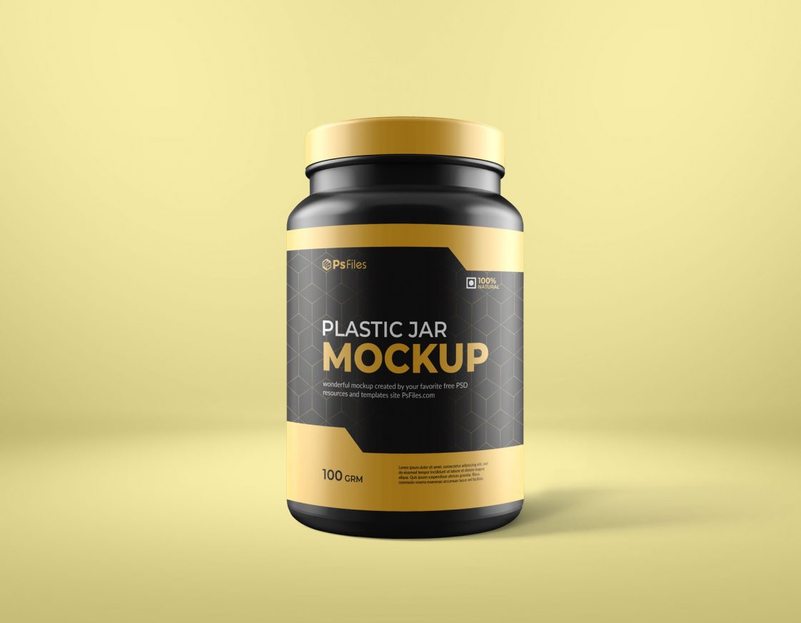 Protein Supplement Powder Jar Package Mockup free - PacageMockup
