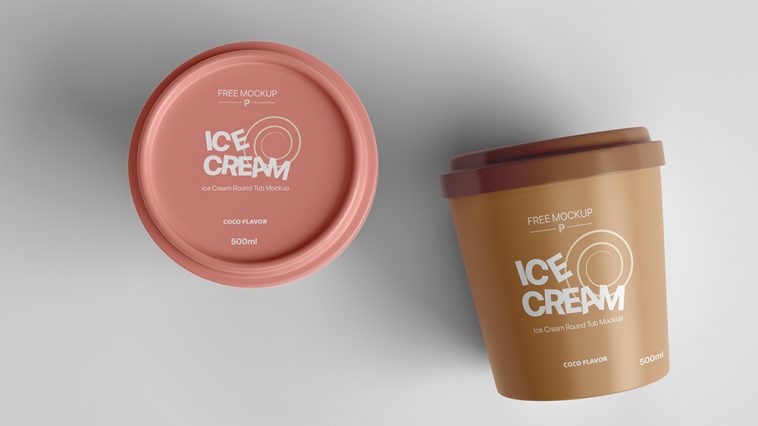 Free Ice Cream Round Box Mockup (2 PSD) - Free Package Mockups