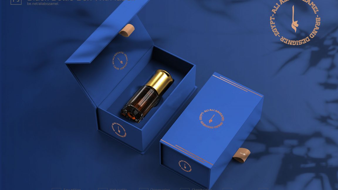 Free Perfume Bottle with Box Mockup - Free Package Mockups