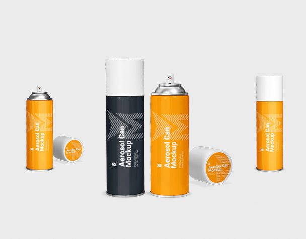 Free Aerosol Spray Can Mockups set - PacageMockup