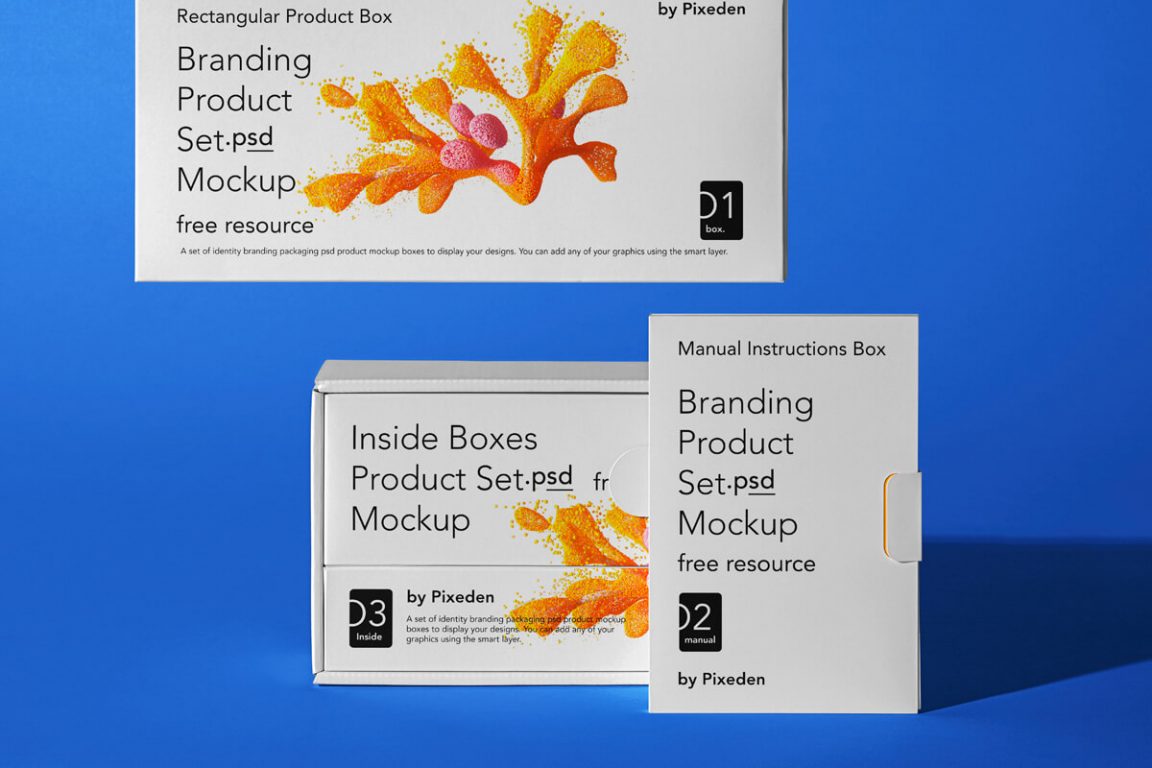 Free Rectangle And Slide Product Box Mockup - Free Package Mockup