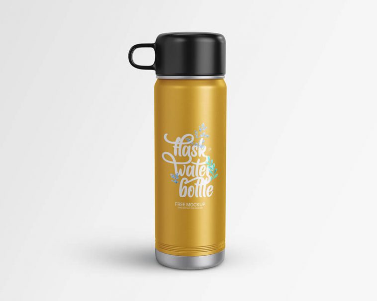 Free Flask Water Bottle Mockup – Package Mockup