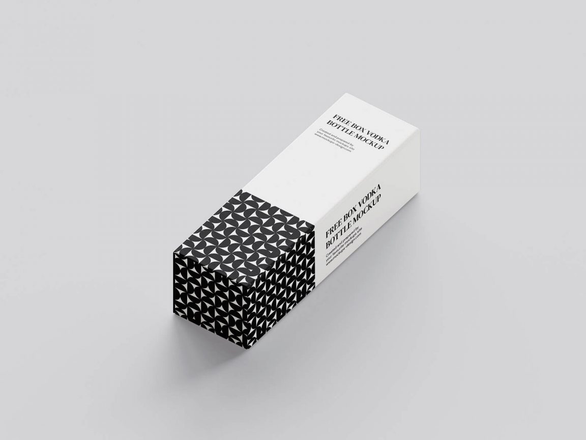 Free Vodka Bottle Branding and Packaging Box Mockup 5 set - PacageMockup