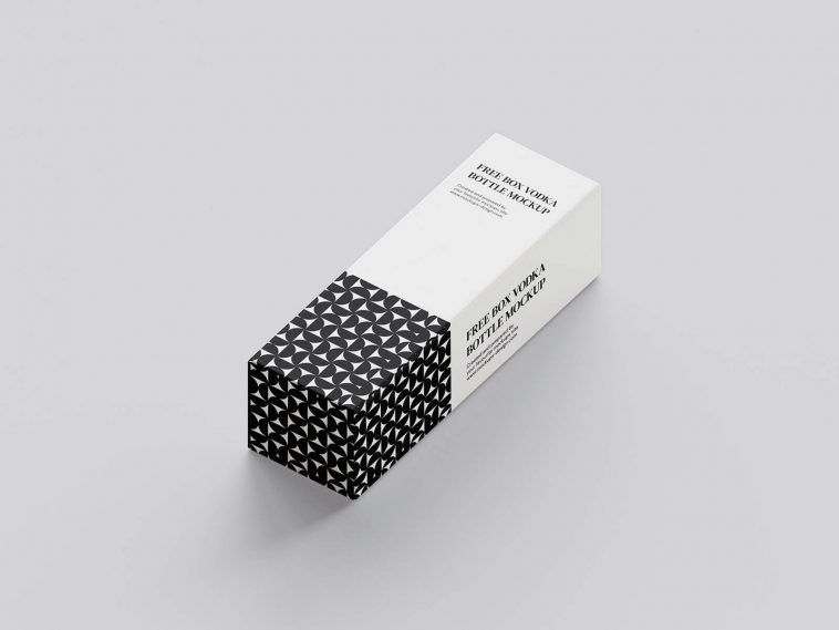 Free Vodka Bottle Branding and Packaging Box Mockup 5 set - PacageMockup
