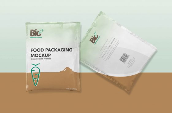 Front View of Two Food Sachet Packet Packaging Mockup - Free Packaging ...