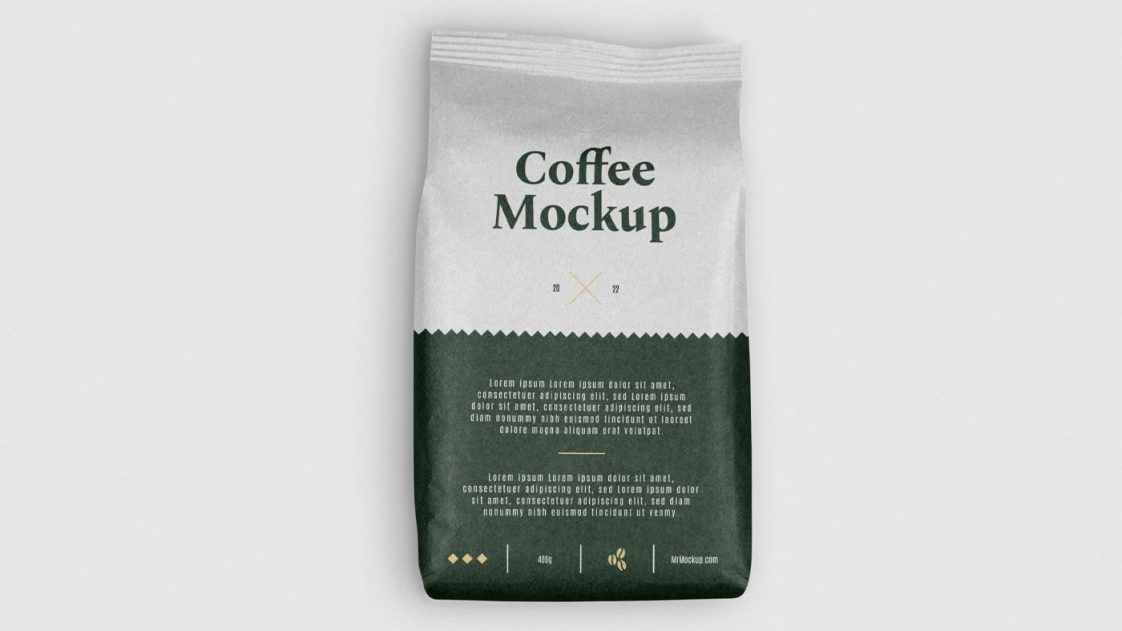 Free Sachet Coffee Packet Mockup with Cards