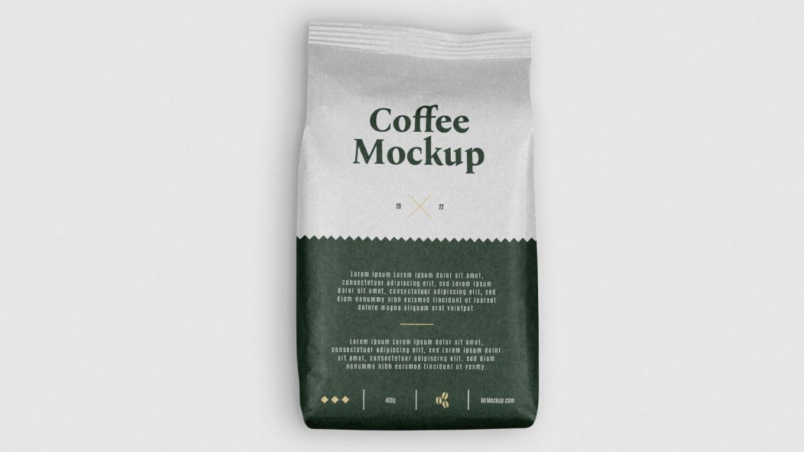 Free Sachet Coffee Packet Mockup with Cards