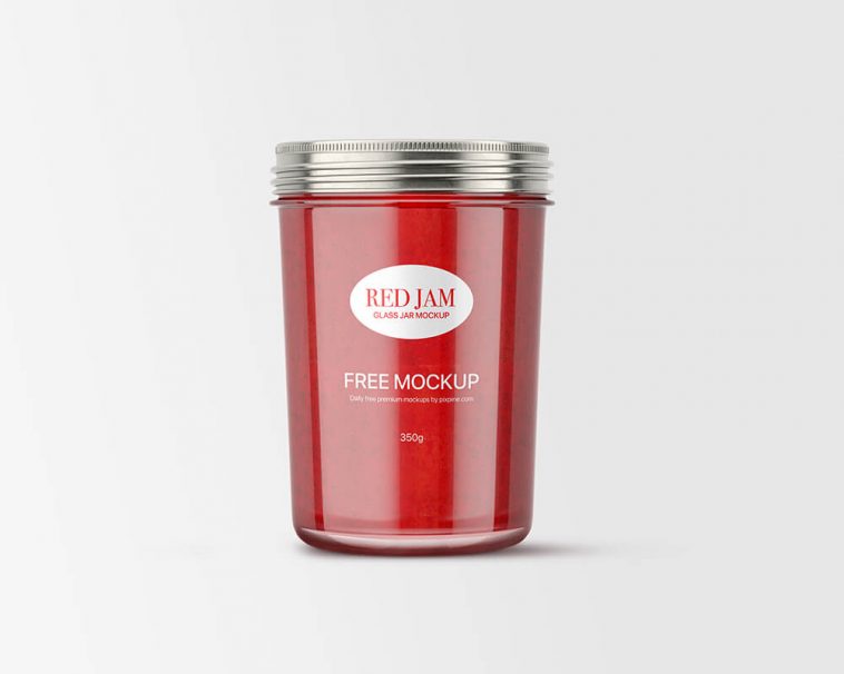 Free Red Jam Glass Jar Mockup - Free Packaging Mockup
