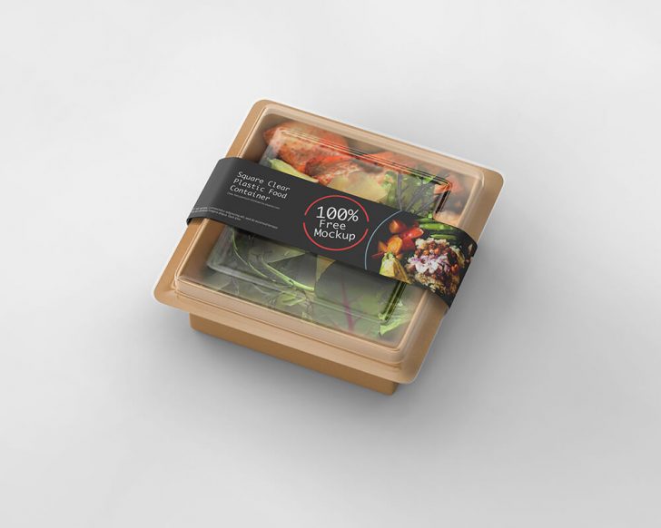 Free Square Food Packaging Container Mockup - PacageMockup