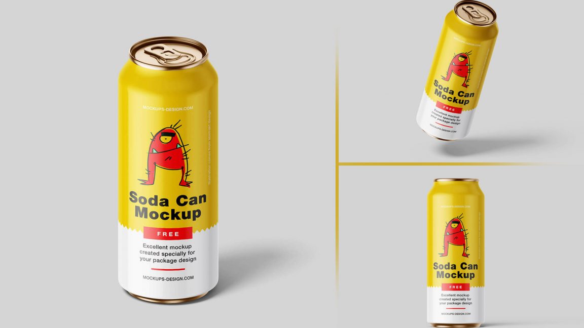Soda Soft Drink Tin Can Mockup free - Free Package Mockups