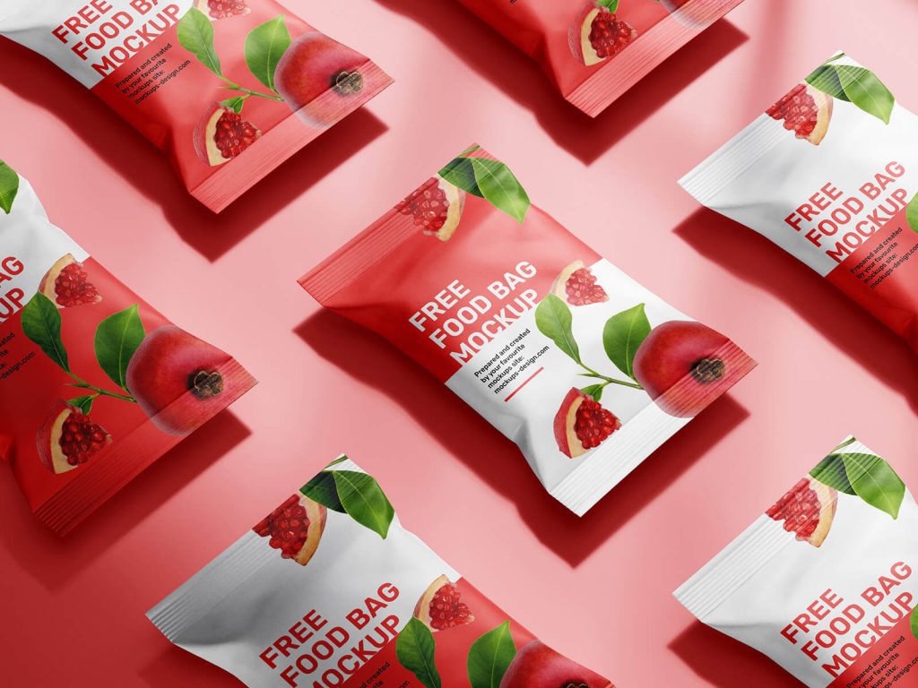 4 Free Snack Food Packaging Pouch Mockups - Package Mockup